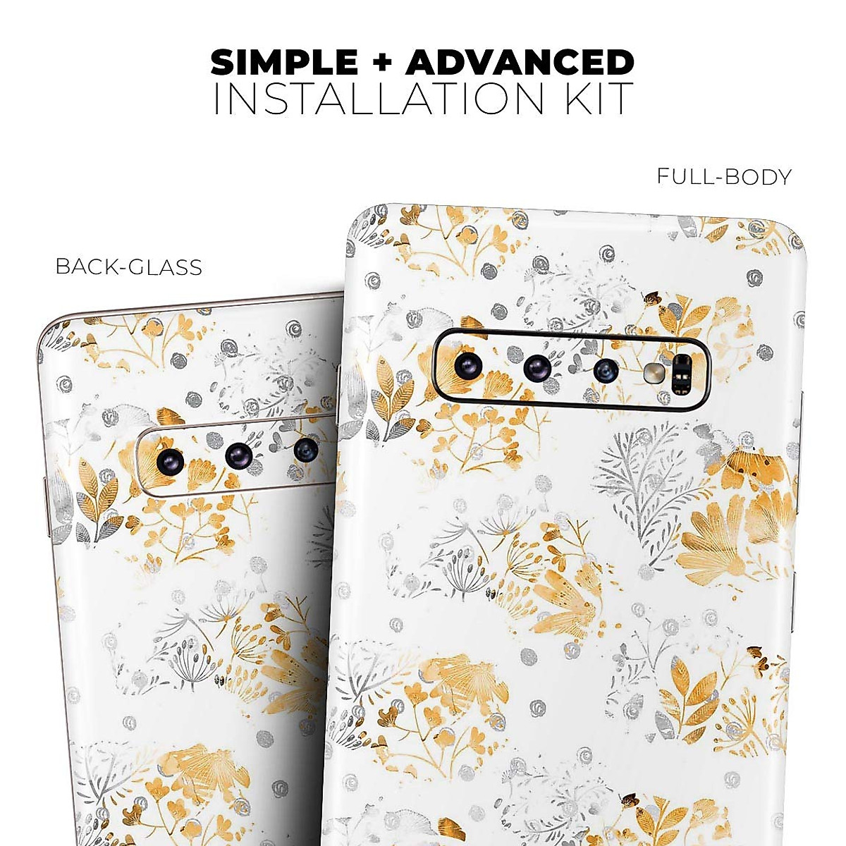DesignSkinz Karamfila Yellow & Gray Floral V5 Protective Vinyl Decal Wrap Skin Cover Compatible with The Samsung Galaxy S20 (Screen Trim & Back Glass Skin)