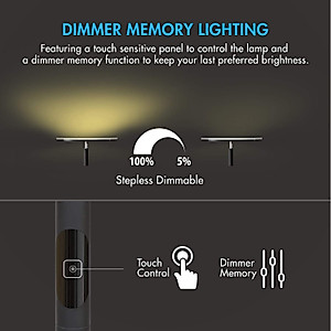 Tenergy Torchiere Dimmable LED Floor Lamp, Remote Controlled 30W (150W Equivalent) Standing Lamp, 90° Adjustable Top, Wall Switch Smart Outlet Compatible, Warm White Light