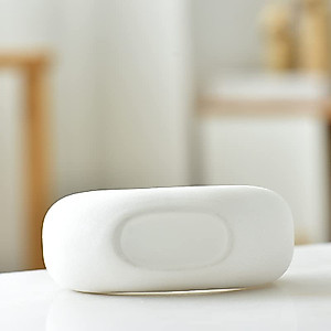 MOVNO White Ceramic Hollow Vases Set of 2, Geometric Handmade Flower Vase for Decor, Modern Decorative Vase Centerpiece for Wedding Living Room Office Bedroom Dinner Table Party-Housewarming Gift