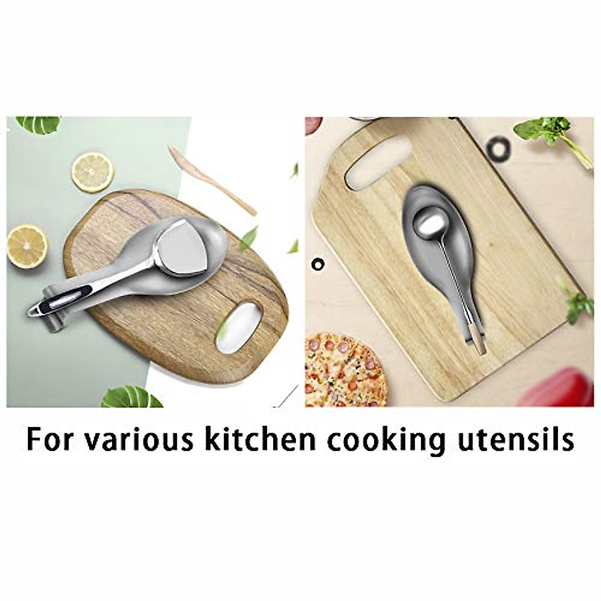 2 Pack Stainless Steel Spoon Rest, findTop Kitchen Spoon Utensils Ladle Holder for Stove Top, 3.8 x 9.4 Inch