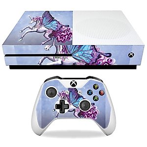 MightySkins Skin Compatible with Microsoft Xbox One S - Lilac Unicorn | Protective, Durable, and Unique Vinyl Decal wrap Cover | Easy to Apply, Remove, and Change Styles | Made in The USA