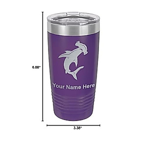 LaserGram 20oz Vacuum Insulated Tumbler Mug, Hammerhead Shark, Personalized Engraving Included (Dark Purple)