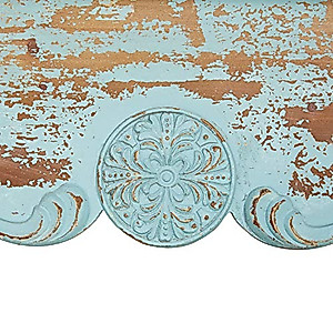 Deco 79 Wood Scroll 1 Shelf Wall Shelf, 32" x 4" x 8", Blue