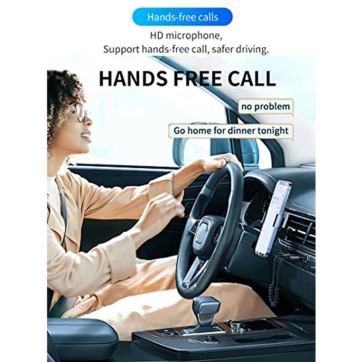 Bluetooth 5.0 Receiver with Microphone Little Bluetooth 3.5mm Aux Adapter Wireless Audio Car Kit with 3.5mm Jack for Car Vehicle Home Stereo Speaker Amplifier Music Streaming Hands-Free Calling