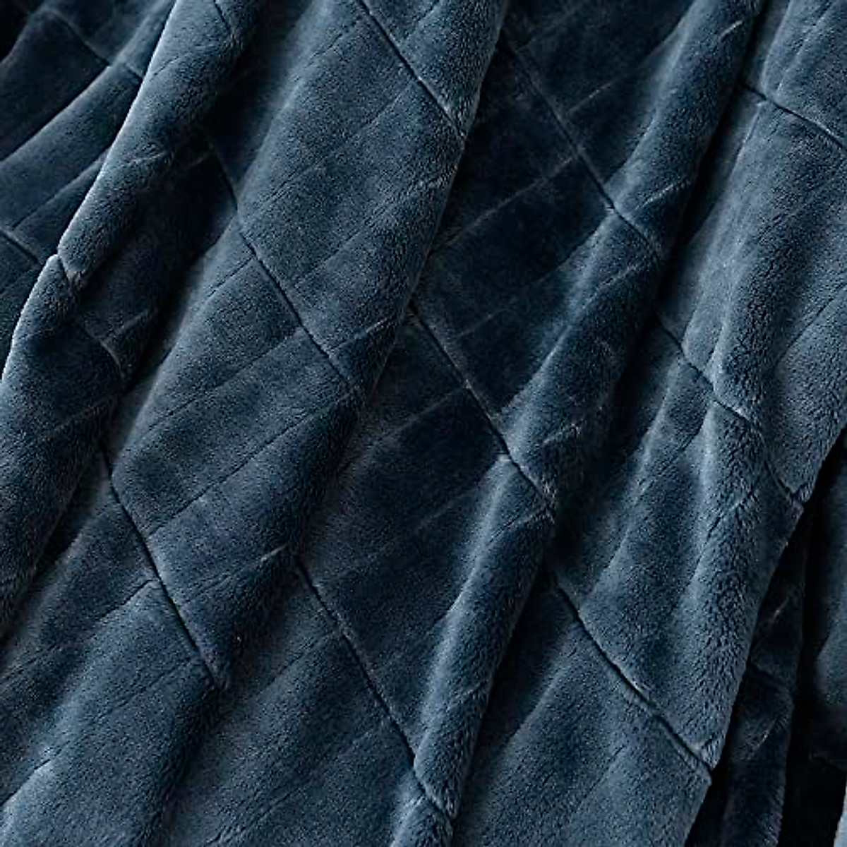 Life Comfort Cozy Textured Lightweight Throw, 90"x90" 100% Recycled Fibers Eco-Friendly Queen Size Super Soft Soft All Season Premium Comfort Blanket for Bed or Couch, Blue