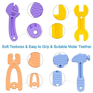 TWINOR Baby Toys Set(4 Pack), BPA-Free Teether Chew Toys Set, Soft Molar Silicone Tools Teething Toy for Infant and Toddlers