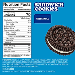 HighKey Sugar Free Sandwich Cookies - Keto Friendly Sugar Free Gluten Free Healthy Snacks - Low Carb Snack Healthy Snack foods - Keto Snack Healthy Zero Sugar Cookies 30 count (3 Pack)