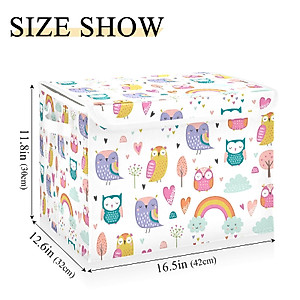 Moudou Owl Storage Bin with Lid, Large Collapsible Cube Storage Box for Closet, Office, Bedroom, Home Decor