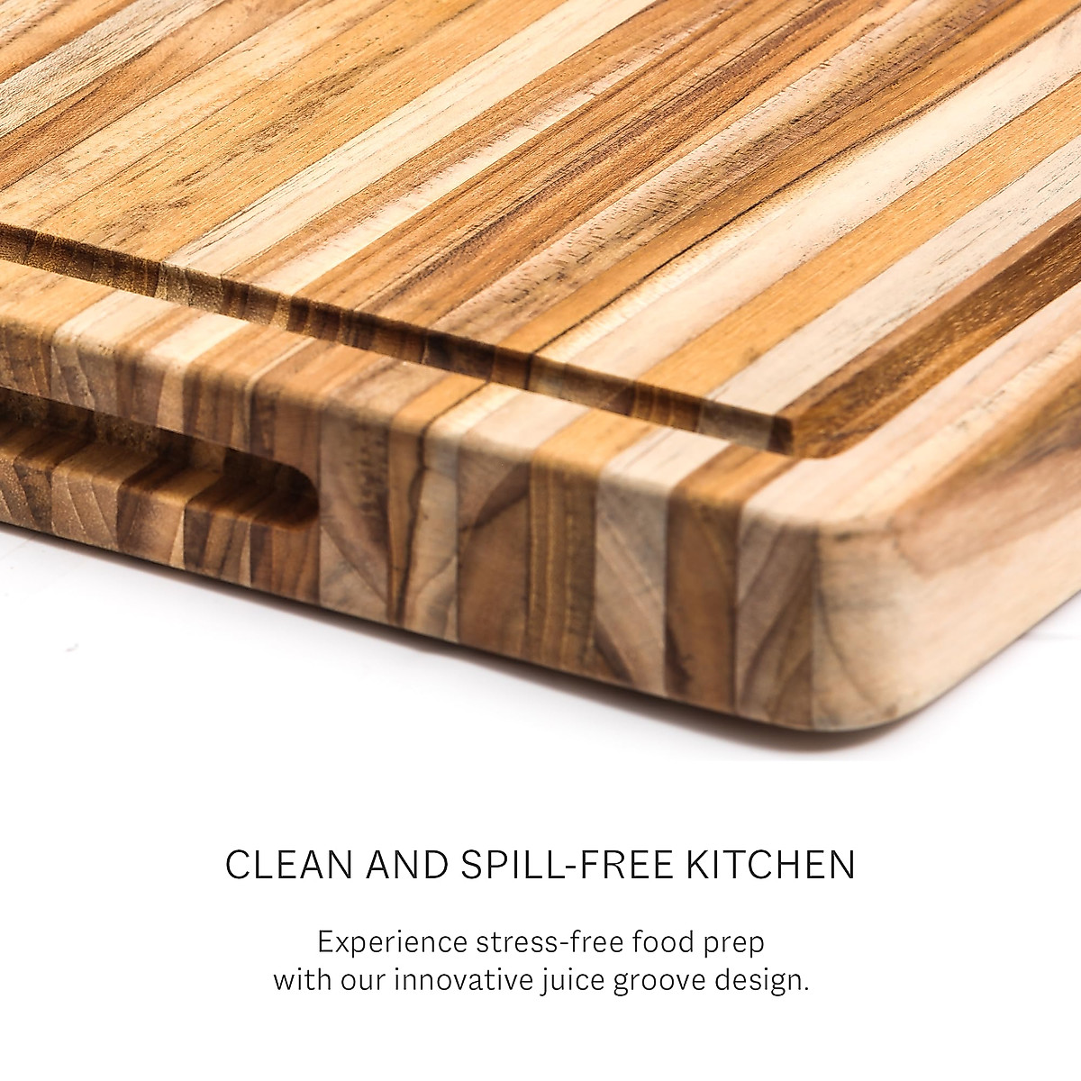 TeakHaus Edge Grain Carving Board w/ Hand Grip + Juice Canal (Rectangle) | 24" x 18" x 1.5"