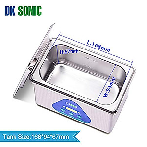 DK SONIC 42KHz Sonic Cleaner with Digital Timer and Basket for Jewelry, Ring, Eyeglasses, Denture, Watchband, Coins, Small Metal Parts, Daily Necessaries, etc (900ML, 110V)