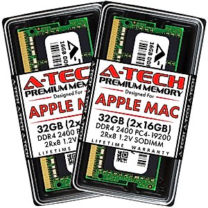 A-Tech Components 32GB (2x16GB) RAM for Apple iMac 2017 (27 inch Retina 5K & 21.5 inch Retina 4K) | DDR4 2400MHz SODIMM PC4-19200 2Rx8 1.2V 260-Pin SO-DIMM Memory Upgrade Kit