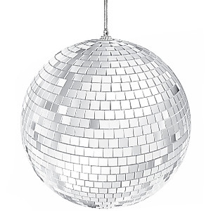 The Dreidel Company Mirror Disco Ball 4" Inch 4-Pack, Silver Hanging Ball with Attached String for Ring, Reflects Light, Fun Party Home Bands Decorations, Party Favor (4-Pack)