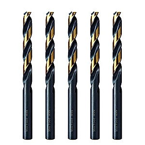 MAXTOOL 15/64" 5pcs Identical Jobber Length Drills HSS M2 Twist Drill Bits Fully Ground Black & Bronze Straight Shank Drills; JBF02H10R15P5