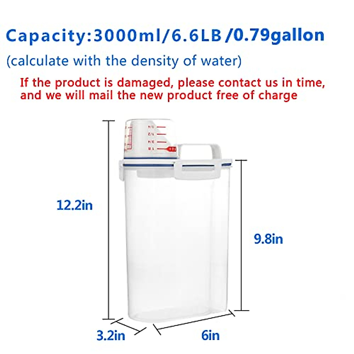 jioko 2Pack Plastic Transparent Tank, Rice Storage Barrel, Household Food Container Grain Storage Box for Oatmeal, Grain, Cereal, Pasta, Flour
