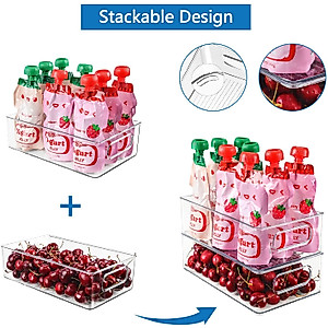 Refrigerator Organizer Bins, Set Of 6 Clear Fridge Organizers, Stackable Fridge Organizer Bins, Soda Can Organizer for Refrigerator, Water Bottle Organizer, Pantry Organizers for Freezer and Kitchen