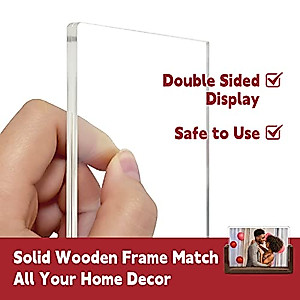 McBlancok 4x6 Horizontal Picture Frame Bulk- U Shaped Solid Wood Frame Set of 2,Clear Acrylic Photo Frame,Holds Personalized Pictures 6x4 inch for Friends & Couples Wedding Display