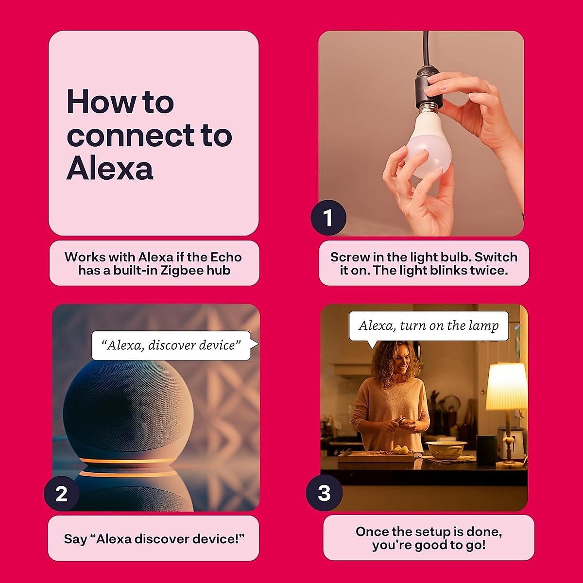 innr Color Smart Bulb A19, Works with Philips Hue, Alexa, Hey Google, SmartThings (Hub Required), Zigbee, Lights, Dimmable RGBW LED Light Bulbs A19 with E26 Base, 60W Equivalent, 2-Pack, AE 280 C-2