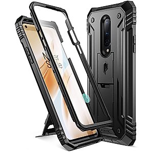 Poetic Revolution Phone Case for Oneplus 8 Case, [Not Compatible with Verizon Version] Full-Body Rugged Dual-Layer Shockproof Protective Cover with Kickstand and Built-in-Screen Protector, Black