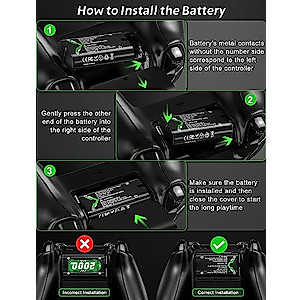 Rechargeable Battery Pack for Xbox One Controller, 4 x 2000mAh Xbox One Rechargeable Battery Pack Charger, Compatible with Xbox One/S/X/Elite/Series X|S Controllers