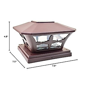 iGlow 1 Pack Brown Outdoor Garden 6 x 6 Solar SMD LED Post Deck Cap Square Fence Light Landscape Lamp PVC Vinyl Wood