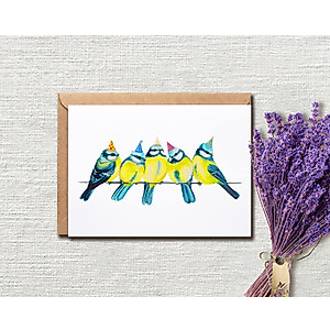 EirlysDesigns Blue Tits - Birthday Card - Funny Cards - Blue Tits Love Birthday Greeting Card - Bird Lover Card - Funny Greeting Card, 5 x 7 inches
