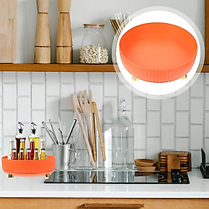 Hemoton Turntable Spice Rack Lazy Susan Organizer Spinning Spice Storage Bins Rotating Fruits Tabletop Stand for Kitchen Cabinets Pantry Refrigerator Countertop Orange