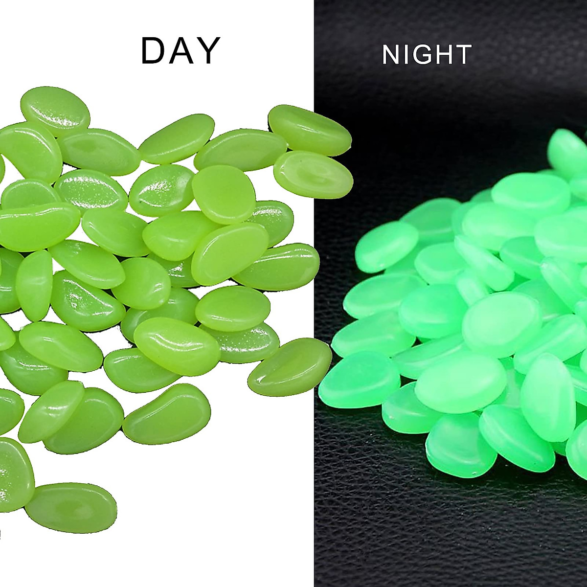 HappyFiller Glow in Dark Green Luminous Stones for Aquarium Fish Tank Rocks,Fairy Garden Decoration,Terrarium Succulent Soil Cover,Outdoor Decor,Backyard Walkway Stepping Pebbles