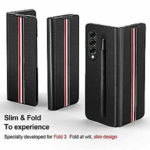 EAXER Compatible with Samsung Galaxy Z Fold 3 5G Case, with S-Pen Pocket, Luxury PU Leather All-Inclusive Case Cover with S Pen Holder (Brown)