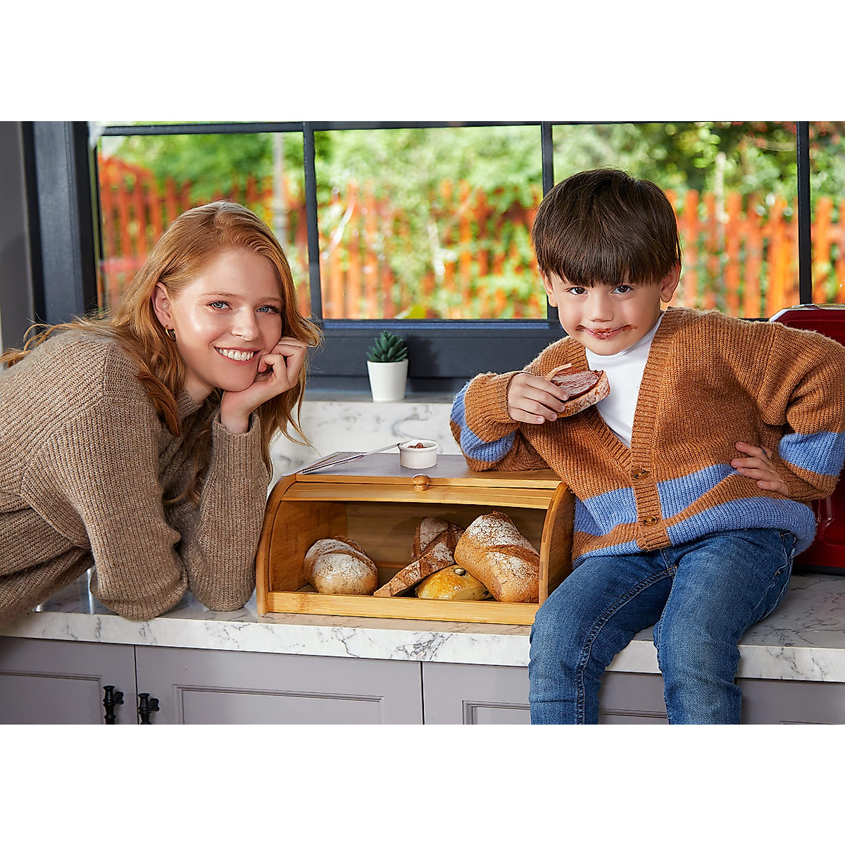 RoyalHouse Premium Bamboo Bread Box, Bread Storage And Organizer, Organizer For Kitchen Countertop, Assembly Required