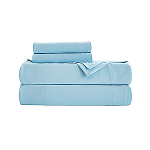 Chezmoi Collection Stone Washed Full Size Sheet Set - 4-Piece Extra Soft Breathable Wrinkle & Fade Resistant 14-Inches Deep Pocket Sheets & Pillowcases Set - Full, Chambray Blue