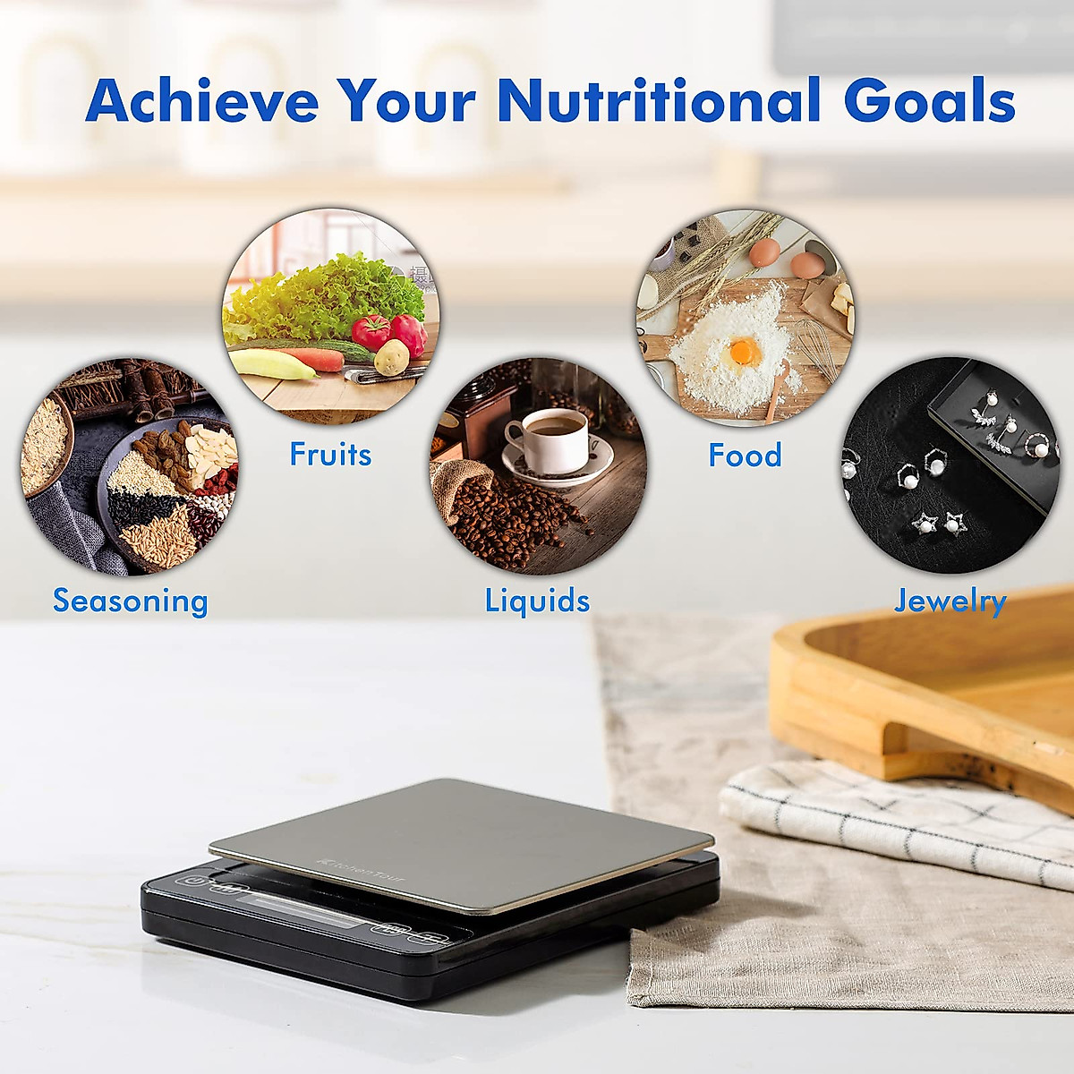 KitchenTour Digital Kitchen Scale - 500g/0.01g High Accuracy Precision Multifunction Food Meat Scale Jewelry Lab Carat Powder Scale with Back-Lit LCD Display(Batteries Included)