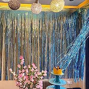 3 Pack Backdrop Curtains Party Decorations, Fringe Streamers Tinsel Backdrop Fringe Backdrop Party Backdrop Birthday Decorations, Party Décor Disco Party Decorations (3.3‘ x 6.6’, Blue)