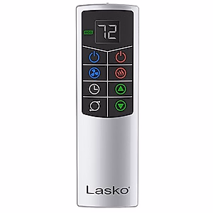 Lasko 1500 Watt 4 Speed Quiet Bladeless Multi Function Remote Control Comfort Control Tower Fan and Space Heater with 3 Heat Settings, White
