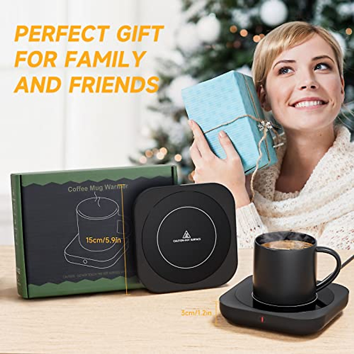 Coffee Mug Warmer, Mug Warmer for Desk, Portable Thermostatic Electric Mug Warmer- 3-Temp Settings & 4H Auto Shut Off Cup Warmer for Coffee, Beverage, Candle, Milk, Tea