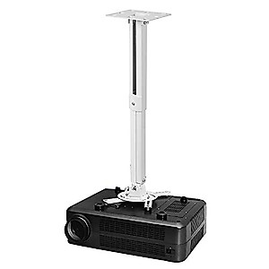 suptek White Projector Ceiling Mount Bracket Fits Flat or Sloped Ceiling Height Adjustable with Extendable Length for LCD/DLP Projectors (PR05)