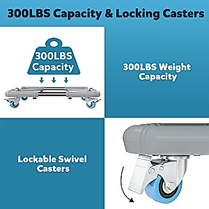 DOZAWA Telescopic Furniture Dolly with 4 Locking Wheels, Washing Machine Stand Refrigerator Base Moving Cart, Size Adjustable, Grey