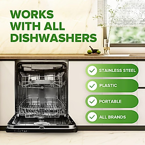 Heavy Duty Dishwasher Cleaner and Deodorizer Tablets, Descaler, Deep Cleaning, Natural Odor and Smell Remover, Calcium, Limescale, Hard Water Marks, Grease, Septic Safe Pods (12 Tabs - 1 Yr Supply)
