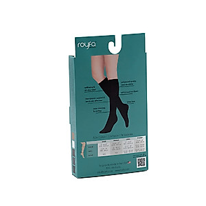 Royfa Cotton compression socks for Women and Men, 15-20 mmHg support stockings, Closed Toe circulator compression sock (Medium, Ebony)