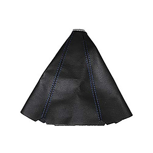 LIHNGAUTO Universal Auto Manual Gear Shift Knob Boot Dust Cover，Made of Black Pu Leather with Red Seams and Blue Seams (Blue)
