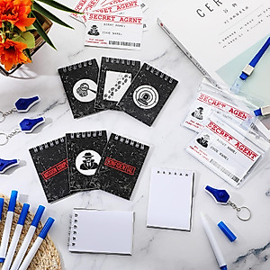 Qilery 72 Pcs Detective Spy Party Favors Include Mini Spiral Notebooks Flashlights With Keychain Invisible UV Light Pens ID Card Holders for Escape Room Birthday Party Supplies Decorations