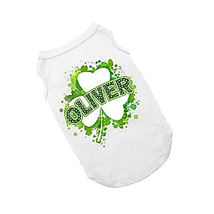 Lucky Clover Personalized Dog Shirt, Cute St. Patrick's Day Dog Shirt, Green Clover St. Patty's Day Shirt for Dogs, St. Patrick's Day Shirt for Dogs, Clothes for Pets (XXS- 2-4 lbs)