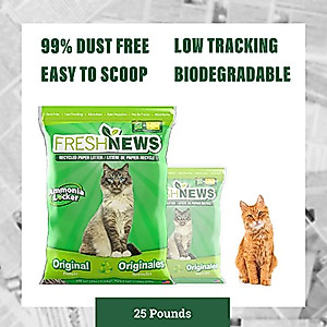Fresh News Recycled Paper, Original Pellet Cat Litter, 25 Pound
