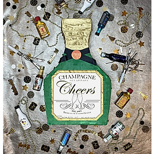 Champagne Piñata with Stick, 17X10 inches, Perfect for New Years 21st Birthday Decorations, Graduation, and Wedding Props. Fits party favor