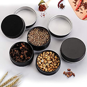 Foraineam 100 Pack 0.5 oz Mini Aluminum Round Lip Balm Tin Containers with Screw Lid - 15ml Metal Storage Travel Tins Matte Black Empty Tin Jars