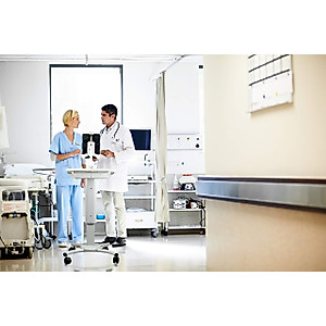 Rolling Medical Workstation – CTA Height Adjustable Mobile Secure Medical Workstation Cart for iPad 10th Gen 10.9" - iPad 7/8/9 Gen 10.2”- iPad Pro 11” - iPad Air 4 - Galaxy Tab S3 - White (QPAD-HRSW)