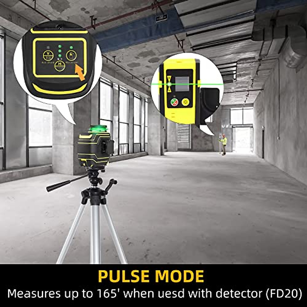 Laser Level with Tripod Set, Firecore 3X360 Green Laser Level Self Leveling and Alignment Line Laser Tool for Construction, Includes Rechargeable Li-Ion Battery, L-Bracket & Carry Pouch