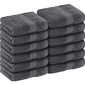 Utopia Towels (12 Pack) Luxury Wash Cloths Set (12 x 12 Inches) 600 GSM 100% Cotton Ring Spun, Highly Absorbent and Soft Feel Washcloths for Bathroom, Spa, Gym, and Face Towel (Grey)