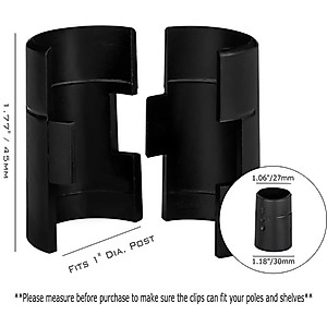 DuraSteel Wire Shelving Shelf Lock Clips / Shelving Sleeves - Fits with Thunder Group, Alera, Honey Can Do, Eagle, Regency, Metro and more - For 1" Post, Plastic, Black, Pack of 4 Pcs