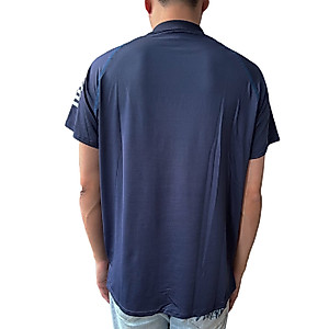 HARGLESMAN Men's Quick Dry Performance Short Sleeve Tactical Patriotic Polo T Shirt Tops Summer 1776 Printed Sports Casual Tees for Golf Tennis Paintball Activewear Navyblue L