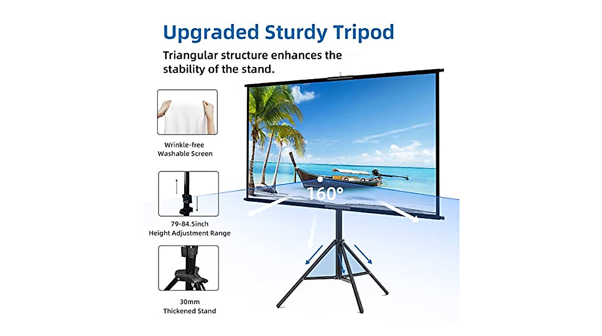 100 inch Portable Projector Screen w/ Stand | 4K HD Indoor/Outdoor